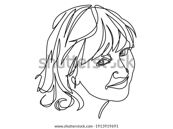 Face Drawn Continuous Black Line On Stock Vector (Royalty Free ...