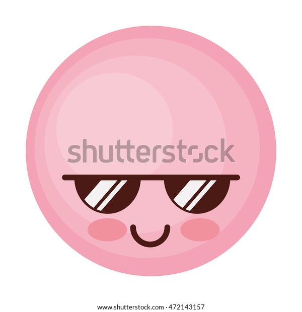 Face Emoticon Cute Circle Icon Vector 스톡 벡터(로열티 프리) 472143157 ...