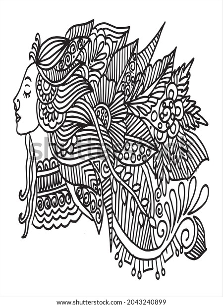 Face Flower Coloring Pageflower Vector Design Stock Vector (Royalty ...