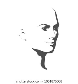 Face Half Turn View Elegant Silhouette Stock Vector (Royalty Free ...