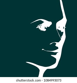 Face Half Turn View Elegant Silhouette Stock Vector (Royalty Free ...