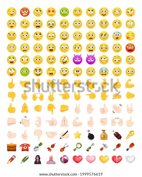 Face Hand Emoji Set Isolated On Stock Vector (Royalty Free) 1999576619 ...