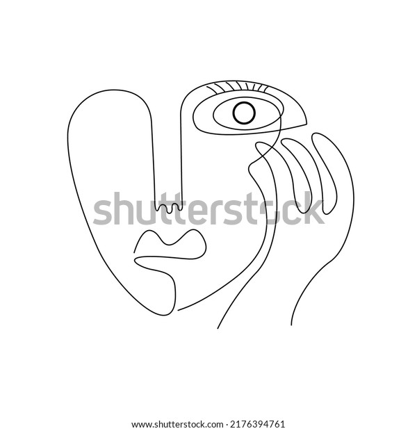 Face Hand One Line Drawing Picasso: เวกเตอร์สต็อก (ปลอดค่าลิขสิทธิ์ ...
