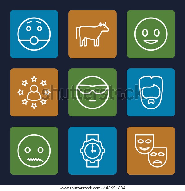 Face Icons Set Set 9 Face Stock Vector (Royalty Free) 646651684 ...