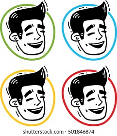 Face Laughing Man Sign Set: เวกเตอร์สต็อก (ปลอดค่าลิขสิทธิ์) 501846874 ...