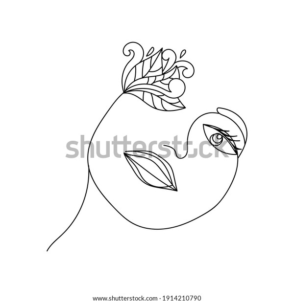Face Line Art Stylized Image Female Stock Vector (Royalty Free ...