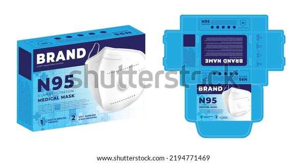 Face Mask Packaging Box Design Mockup Stock Vector (Royalty Free ...