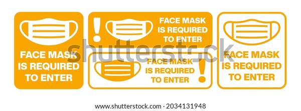 Face Mask Required Enter Sign Please Stock Vector (Royalty Free) 2034131948