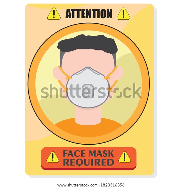 Face Mask Required Poster Man Wearin Stock Vector (Royalty Free ...