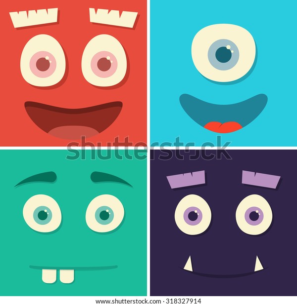 Face Monsters Emotions Vector Illustration Stock Vector (Royalty Free ...
