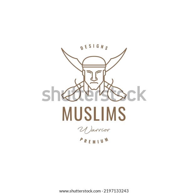 Face Muslim Swords Warrior Logo Design Stock Vector (Royalty Free ...