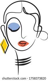 Surreal Face Painting One Line Art Stock Vector (Royalty Free ...
