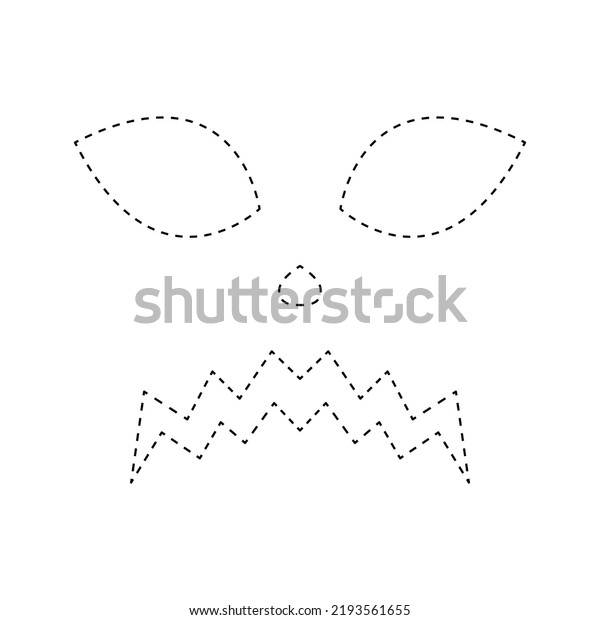 Face Pumpkin Tracing Worksheet Kids Stock Vector (Royalty Free ...
