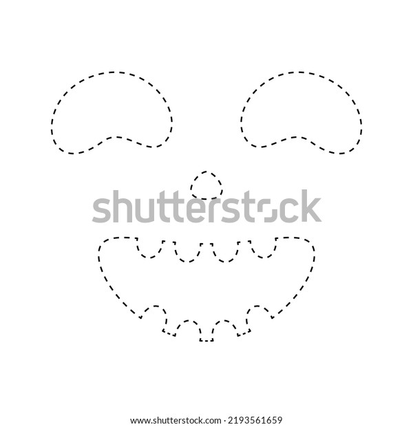 Face Pumpkin Tracing Worksheet Kids Stock Vector (Royalty Free ...