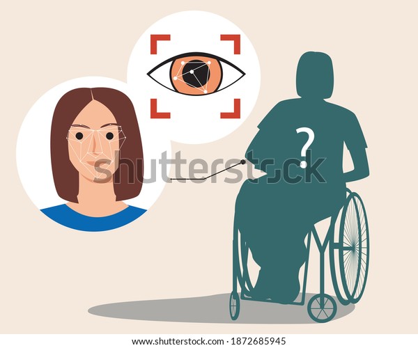 Face Recognition Disabled Person Wheelchair Flat Stock Vector (Royalty ...