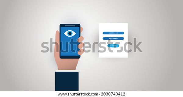 Face Recognition Login Facial User Authentication Stock Vector (Royalty ...