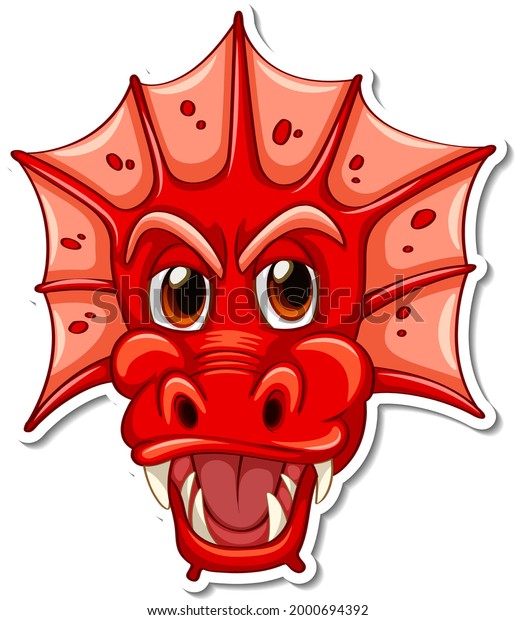 Face Red Dragon Cartoon Character Sticker Stock Vector (Royalty Free ...