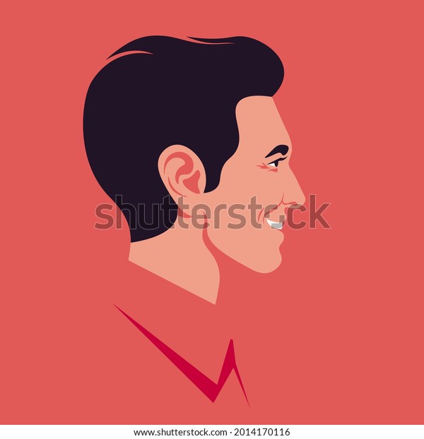 Face Smiling Italian Man Profile Side Stock Vector (Royalty Free ...