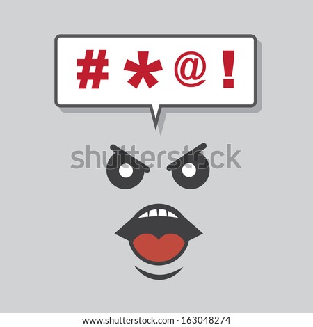 Face Yelling Expletives Speech Bubble Stock Vector (Royalty Free ...