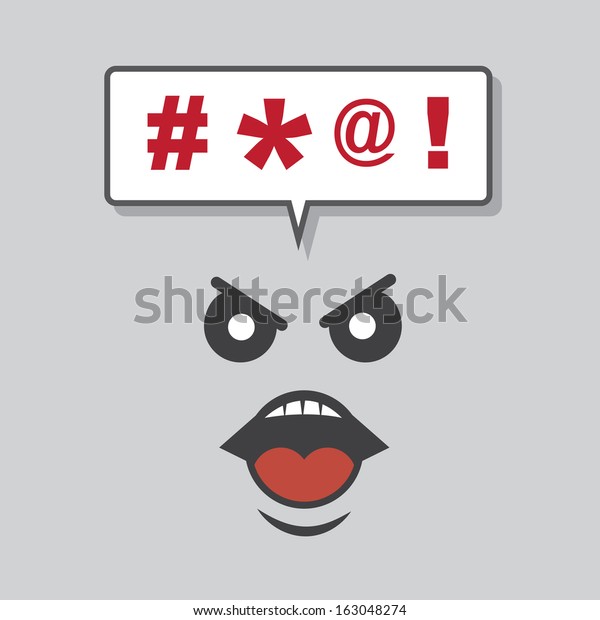 Face Yelling Expletives Speech Bubble Stock Vector (Royalty Free) 163048274