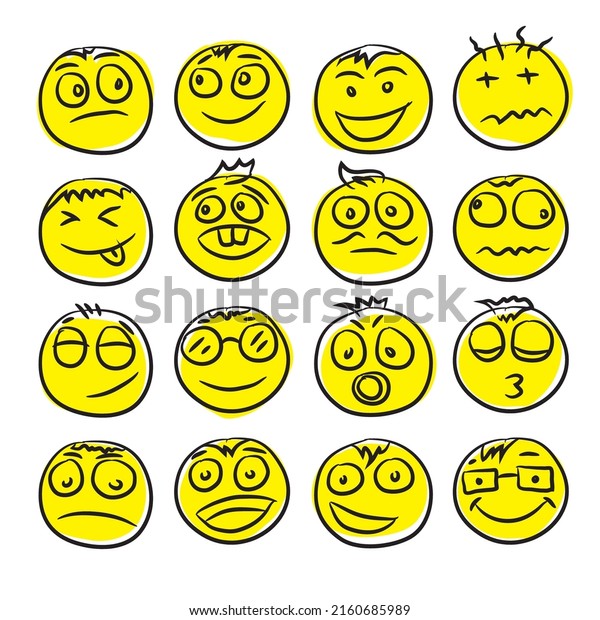 Faces Emoticon Design Perfect Sticker Web Stock Vector (Royalty Free ...