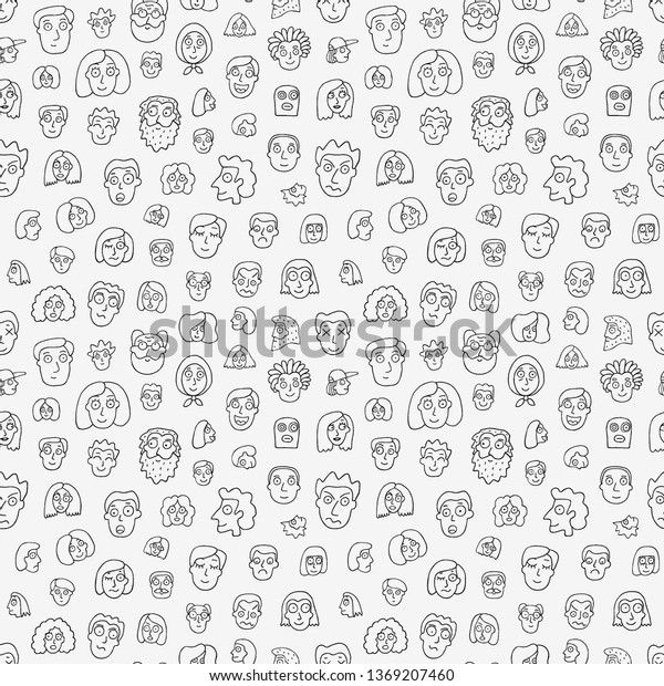 Faces People Seamless Background Stock Vector (Royalty Free) 1369207460 ...