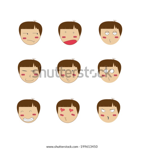 Faces Show Feelings Stock Vector (Royalty Free) 199613450 | Shutterstock