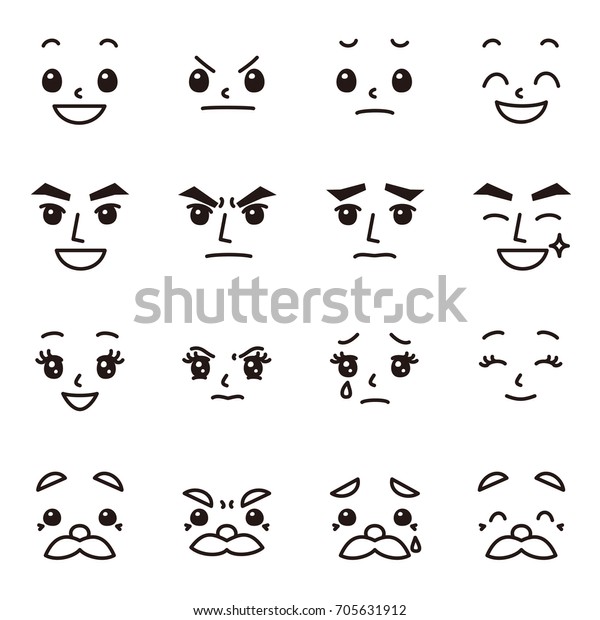 Facial Expression Emotions Set 02 Stock Vector (Royalty Free) 705631912