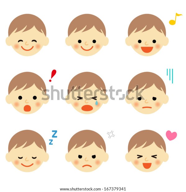 Facial Expressions Baby Vector Eps 10 Stock Vector (Royalty Free) 167379341