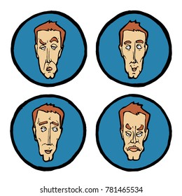 Facial Expressions Mans Faces Emotions Icons 库存矢量图（免版税）781465534 ...