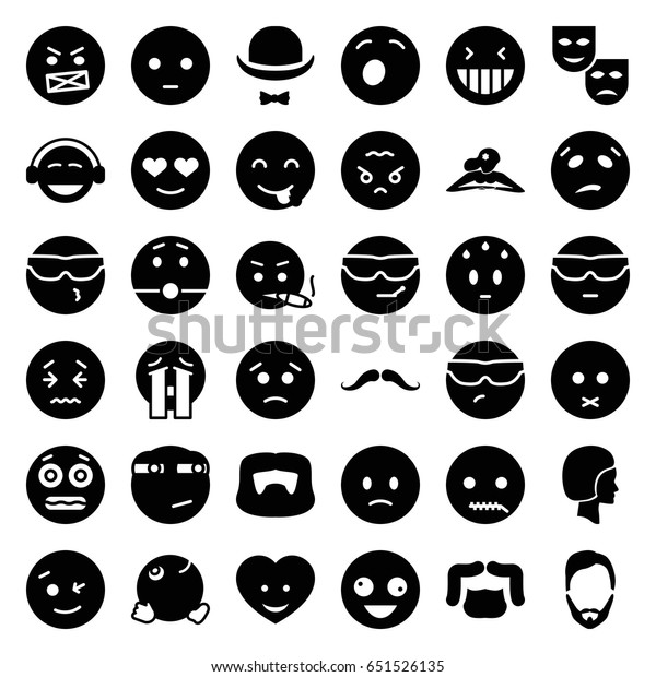 Facial Icons Set Set 36 Facial Stock Vector (Royalty Free) 651526135 ...
