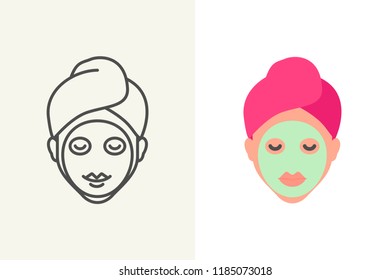 Facial Mask Flat Outline Style Stock Vector (Royalty Free) 1185073018