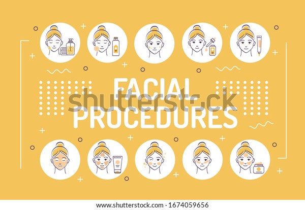 Facial Procedures Word Lettering Typography Cleansing Stock Vector ...