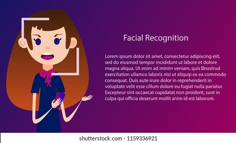 Facial Recognition Cartoon Concept Smiling Teen Stock Vector (Royalty ...