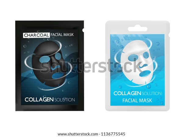 Facial Sheet Mask Sachet Package Mockup Stock Vector (Royalty Free ...