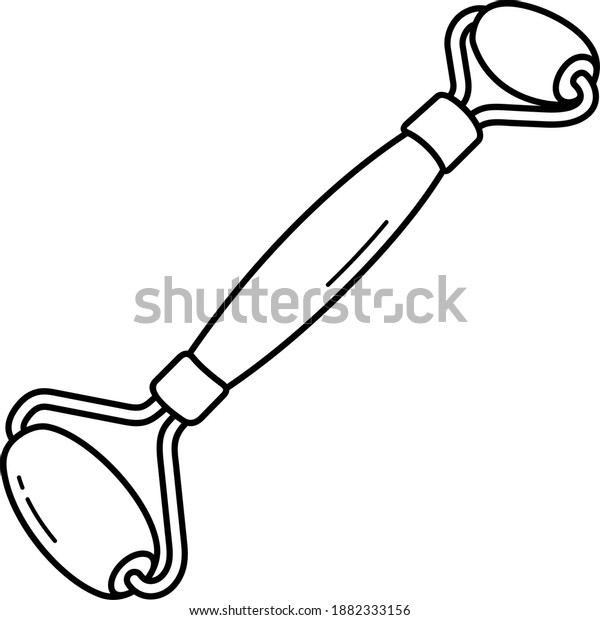 Facial Skin Massager Roller Vector Outline Stock Vector (Royalty Free ...