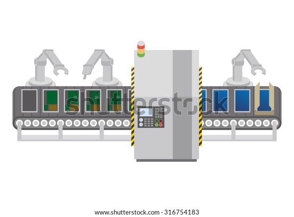 Factory Automation Conveyor Belt Image Illustration Stock Vector ...