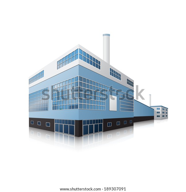 Factory Building Offices Production Facilities Reflection Stock Vector ...