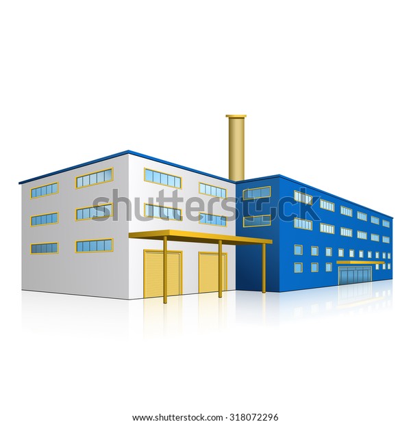 Factory Building Offices Production Facilities Reflection Stock Vector ...