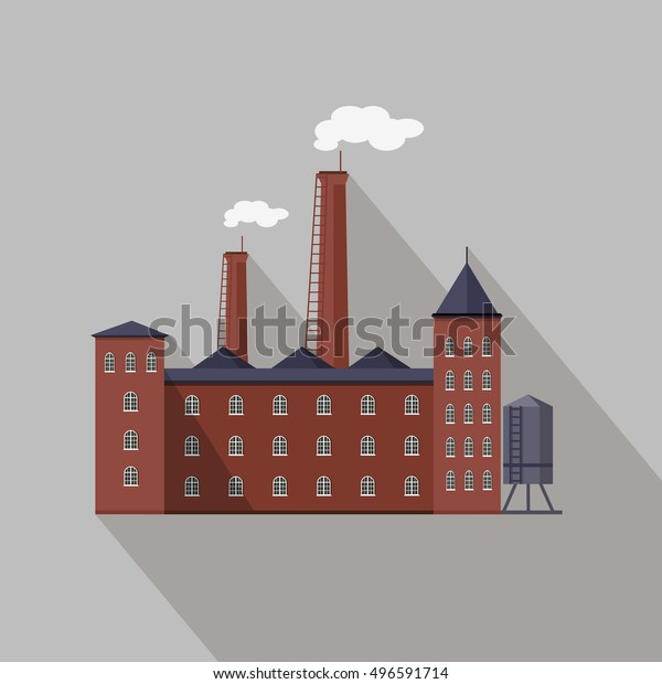 Factory Building Pipes Flat Industrial Factory Stock Vector (Royalty ...