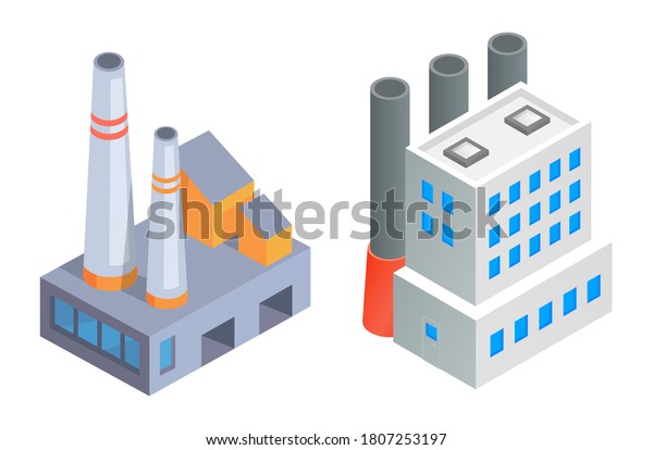 Factory Buildings Pipes Project Two Different Stock Vector (Royalty ...