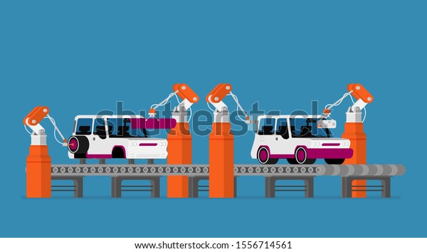 Factory Conveyor Car Assembly Intelligent Industry Stock Vector ...