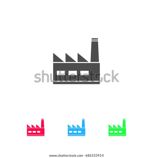 Factory Icon Flat Color Pictogram On Stock Vector (Royalty Free) 686333914