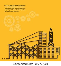 Factory Industry On Yellow Backgroundclean Vector Stock Vector (Royalty ...