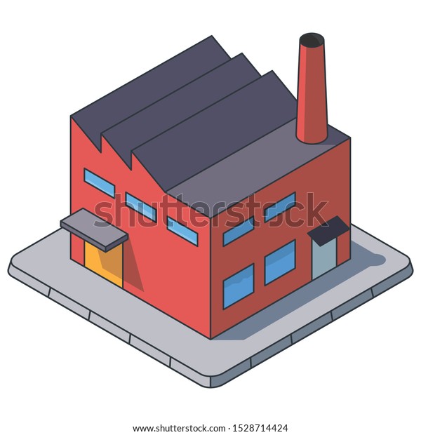 Factory Isometric Vector Illustration Filled Outline Stock Vector ...