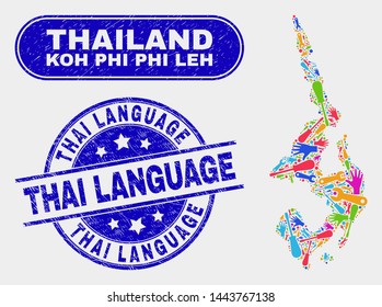 Factory Koh Phi Leh Map Blue Stock Vector (Royalty Free) 1443767138 ...