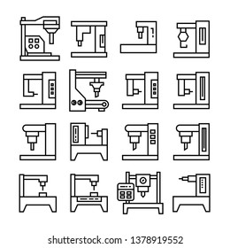 Factory Machine Automatic Industrial Machine Icons Stock Vector ...