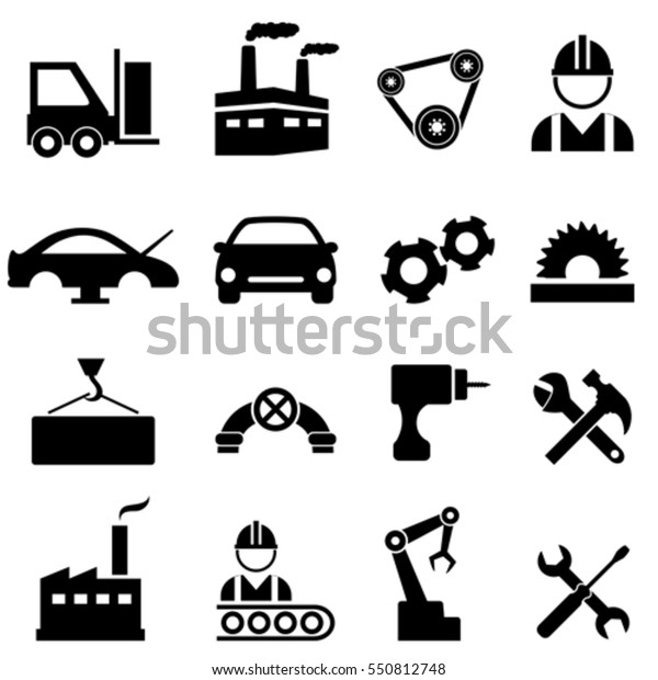 Factory Manufacturing Industry Icons Stock Vector (Royalty Free) 550812748