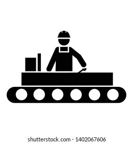 Factory Manufacturing Production Worker Man Icon Stock Vector (Royalty ...