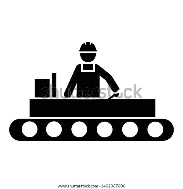 Factory Manufacturing Production Worker Man Icon Stock Vector (Royalty ...